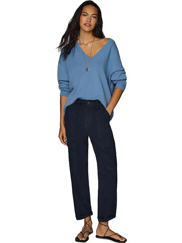Sanctuary Cotton Boyfriend Utility Pants - Navy