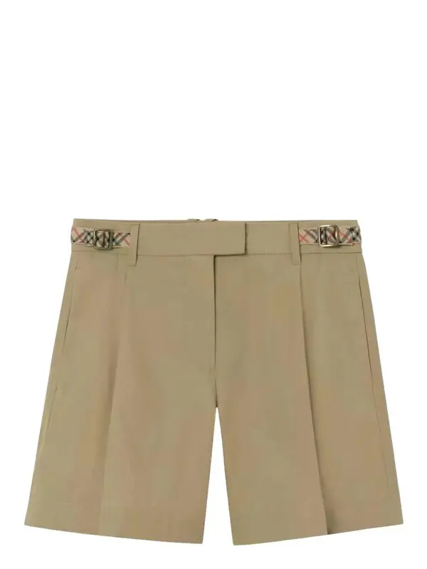 Burberry Check Trim Cotton Poplin Shorts - Neutrals