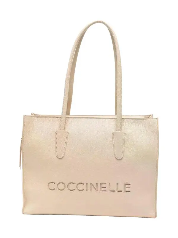 COCCINELLE Logo-embossed Leather Shoulder Bag - Neutrals