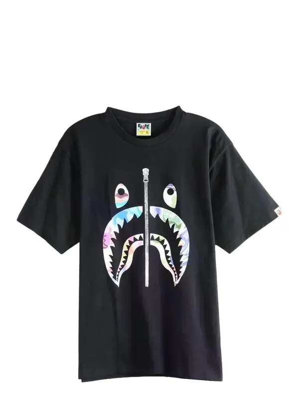 A BATHING APE Art Camo Shark-print T-shirt - Black
