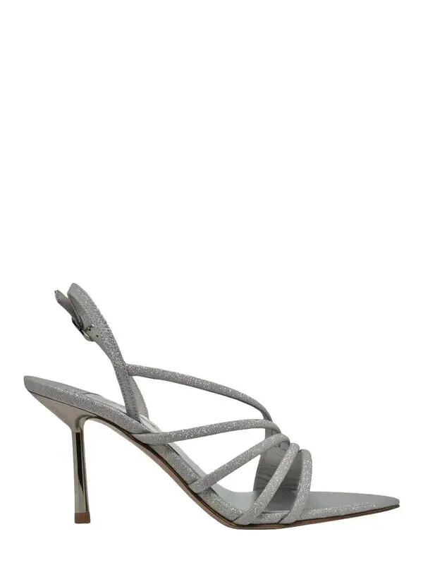 LE SILLA Glitter-detail Strappy Heeled Sandals - Silver