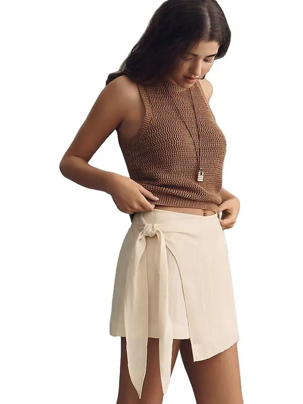 Anthropologie Wrap Tie Skort - Yellow
