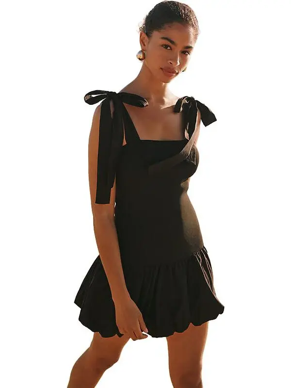 Anthropologie Cotton Bubble-hem Mini Dress - Black