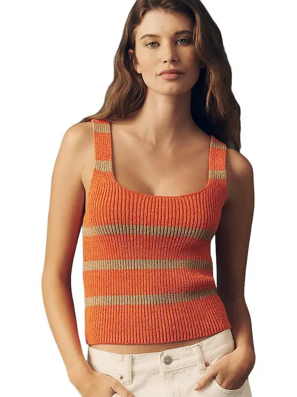 Maeve Square-neck Logo Tank Top - Tomato