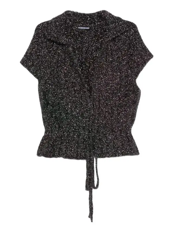 SUSANNE BOMMER Metallic-effect Tie-fastening Top - Black