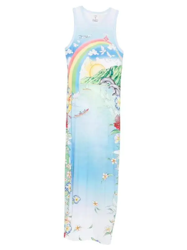 Casablanca Aloha Graphic-print Dress - Blue