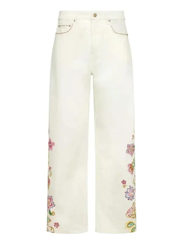 Cinq À Sept Jardin Boheme Hayden Floral-embroidered Jeans - Neutrals