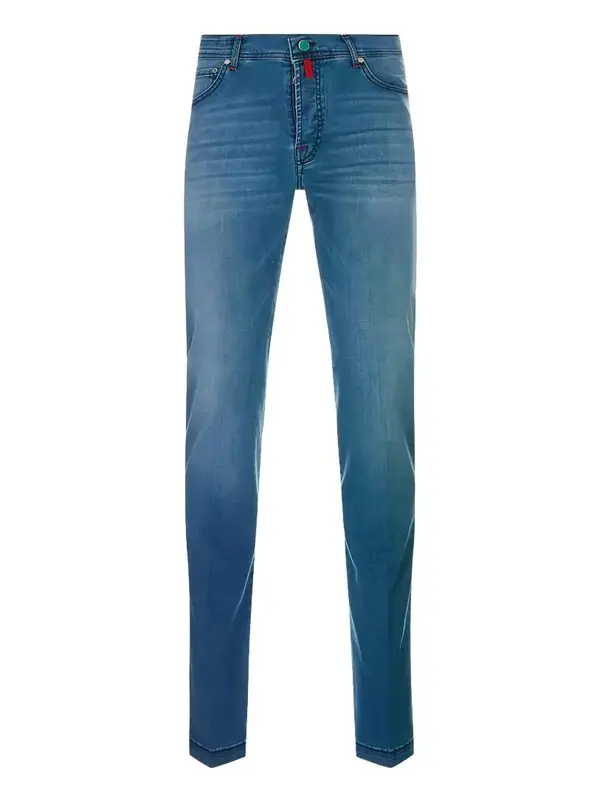 Kiton Faded-effect Slim-fit Jeans - Blue