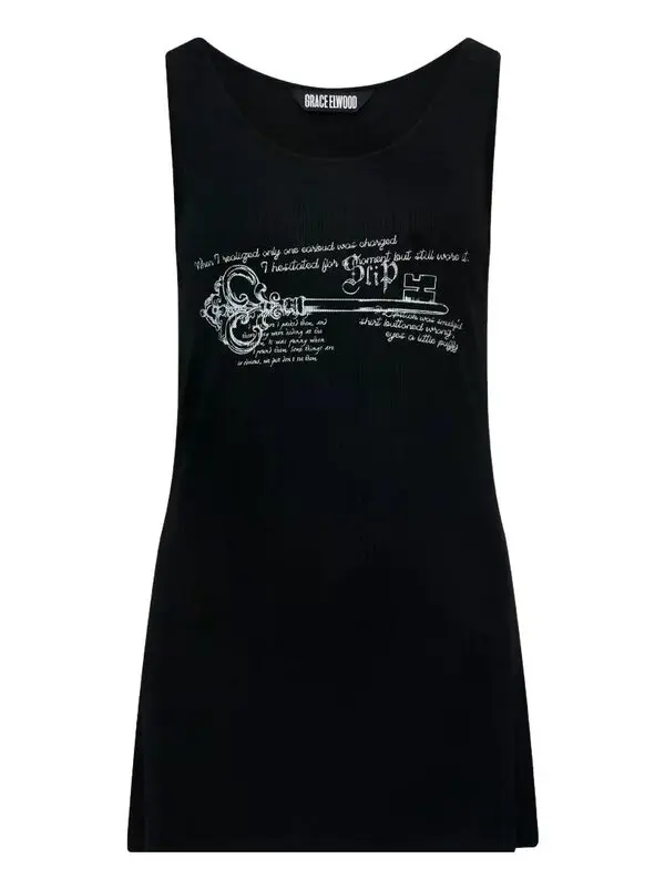 GRACE ELWOOD Printed Top - Black