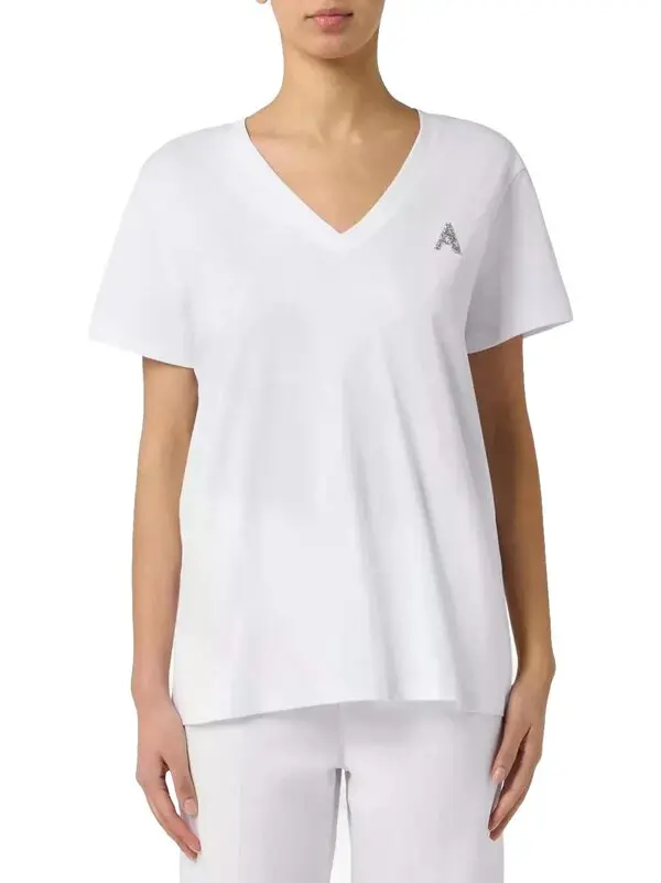 Armani Exchange Rhinestone-embellished V-neck T-shirt - White