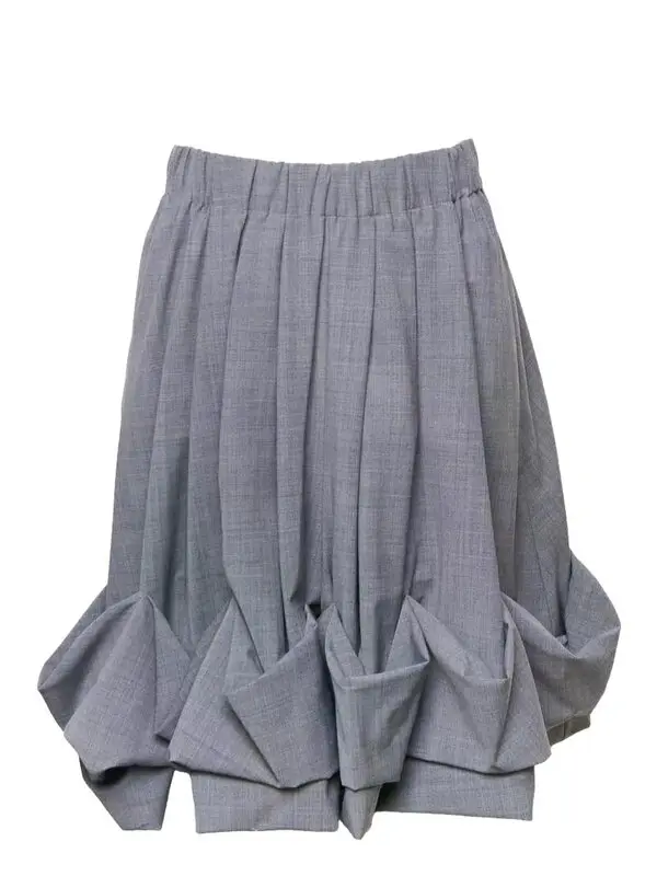 ENFOLD Roll-up Draped Shorts - Grey
