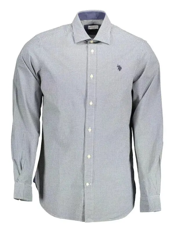 U.s. Polo Assn. Gingham-check Long-sleeved Shirt - Blue