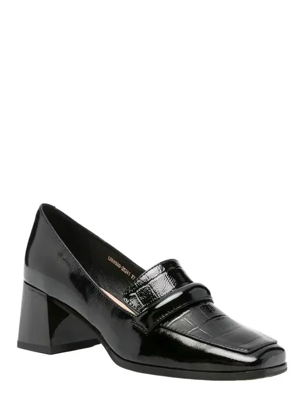 LINDA BAUMANN Croc-effect Block-heel Pumps - Black
