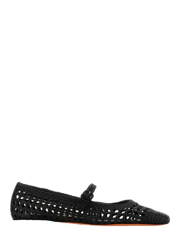 Santoni Luce Woven Ballet Flats - Black