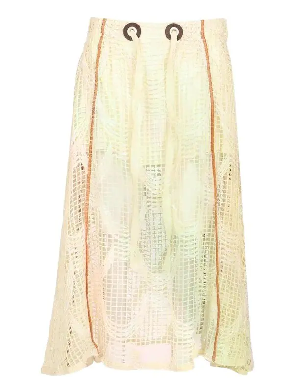 DURAZZI MILANO Net Drawstring Midi Skirt - Neutrals