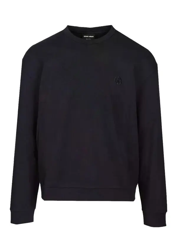 Giorgio Armani Logo-embroidered Crew-neck Sweater - Blue