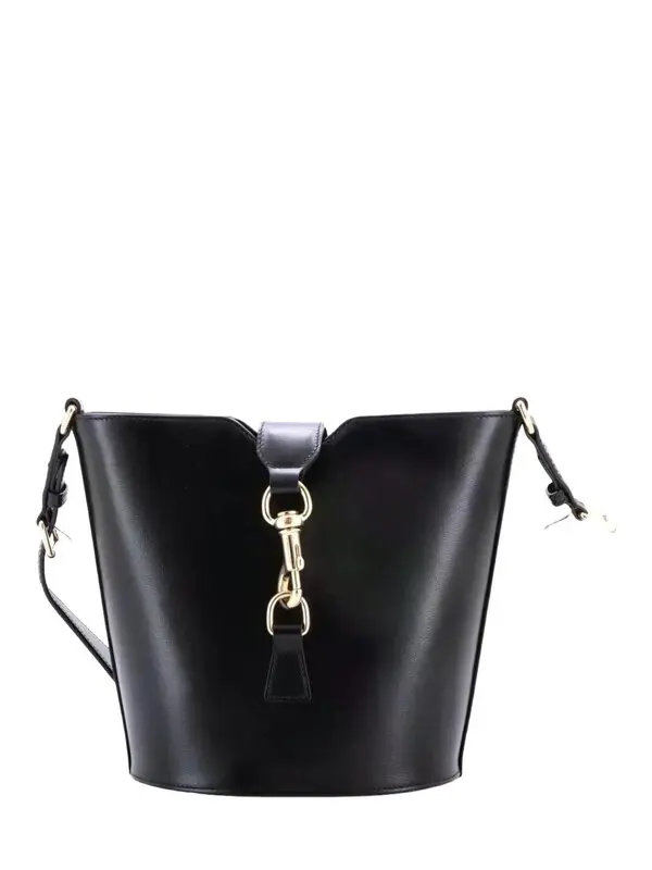 Gucci Jackie Web Leather Bucket Bag - Black