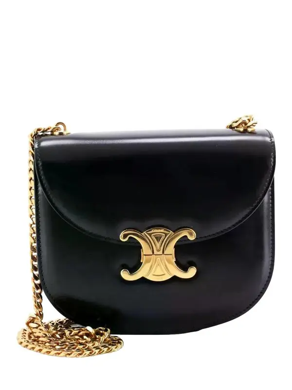 Celine Triomphe Besace Clea Chain Flap Bag - Black