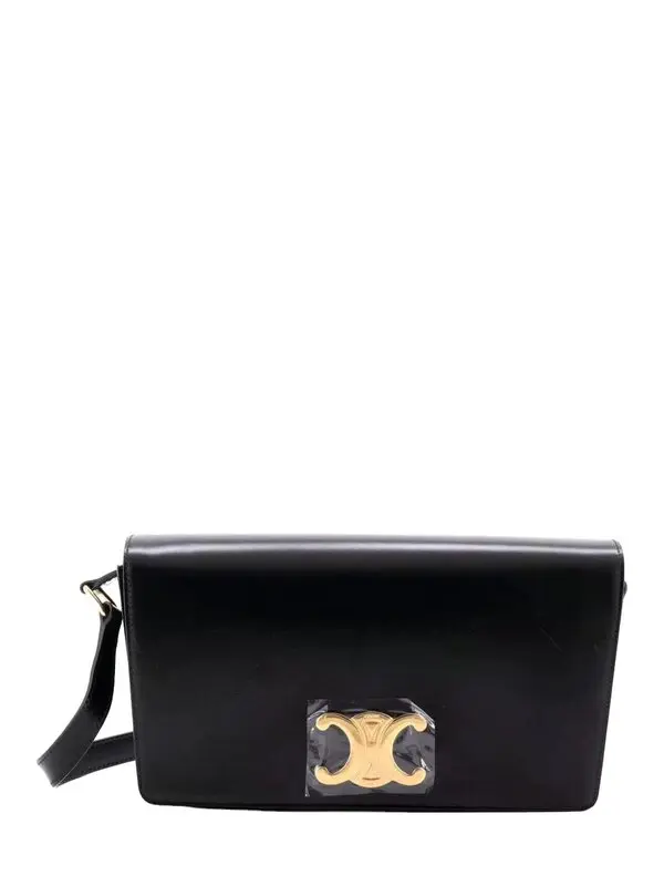 Celine Trapeze Triomphe Smooth Calfskin Shoulder Bag - Black