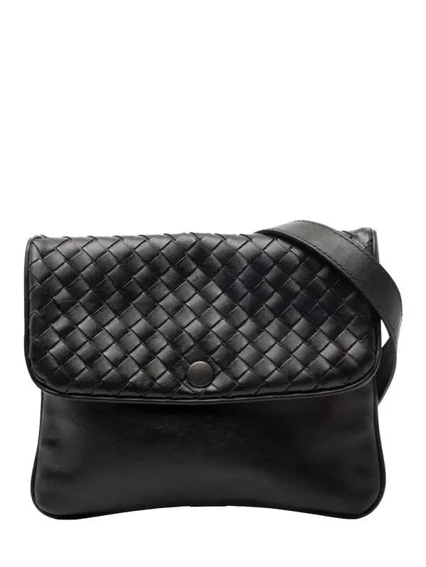 Bottega Veneta 2000-2026 Intrecciato Trimmed Nappa Crossbody Bag - Black