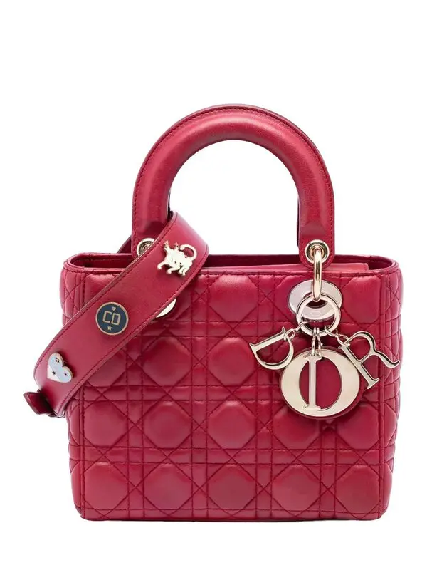 Dior 2017 Small Lambskin Cannage My Abcdior Lady Satchel - Red