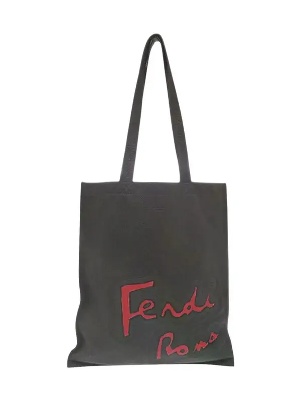 Fendi 2010-2026 Leather Roma Flat Tote Bag - Grey