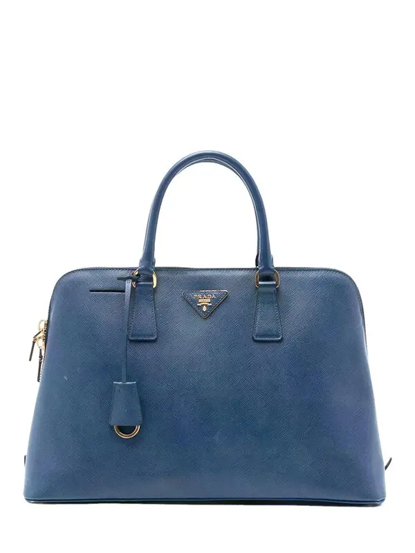 Prada Large Saffiano Lux Promenade Satchel - Blue