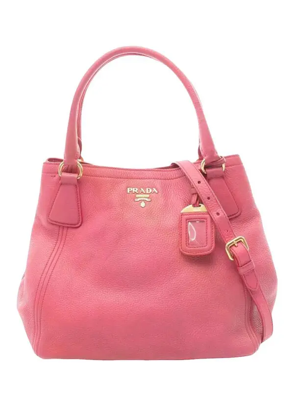 Prada 2010-2026 Vitello Daino Open Convertible Satchel - Pink