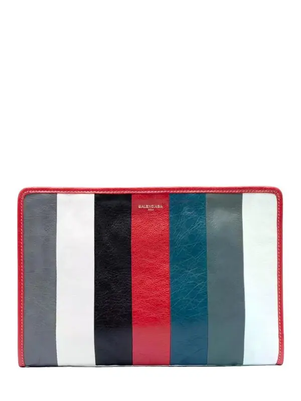 Balenciaga 2017 Lambskin Striped Bazar Clutch - Multicolour