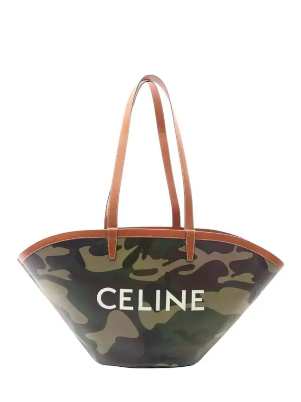 Celine Large Camouflage Coated Canvas Couffin Tote Bag - Green