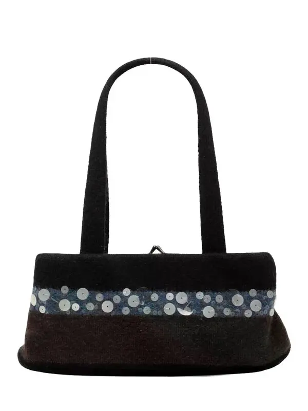 Bottega Veneta 20th Century Wool And Sequin Embellished Clasp Shoulder Bag - Black