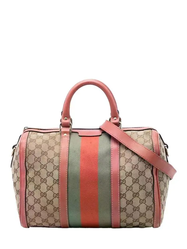 Gucci Medium Gg Canvas Web Joy Boston Bag Satchel - Neutrals