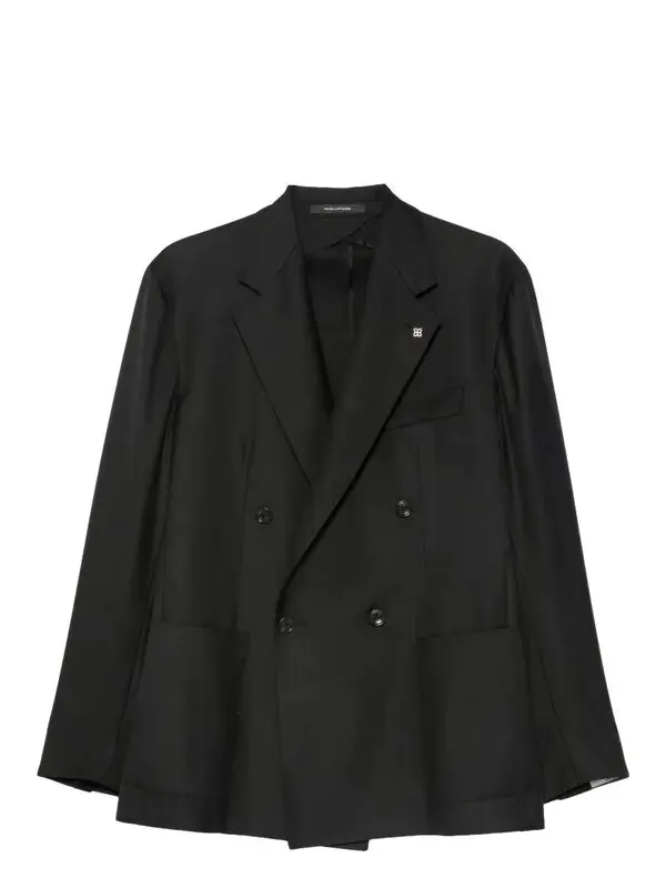 Tagliatore Double-breasted Peaked Lapel Jacket - Black