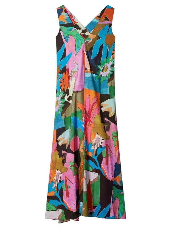 Paul Smith River Collage Floral-print V-neck Dress - Blue