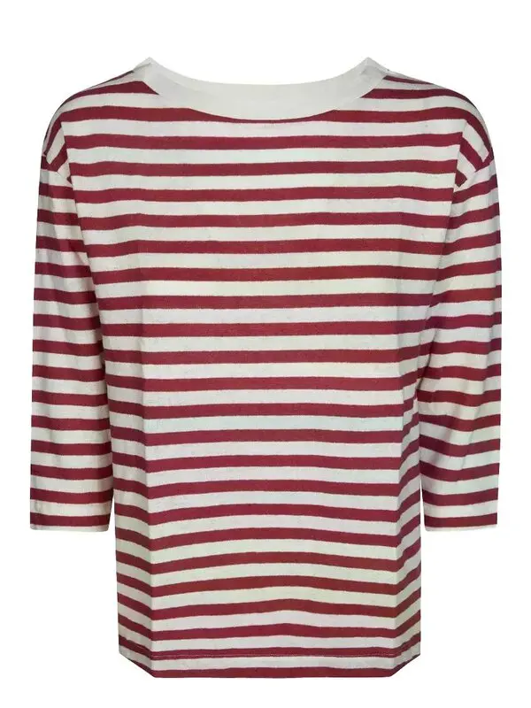 Majestic Filatures Striped Boat-neck T-shirt - Red