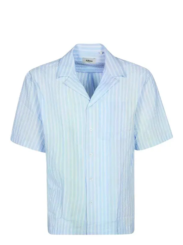 Altea Hadley Seersucker Shirt - Blue