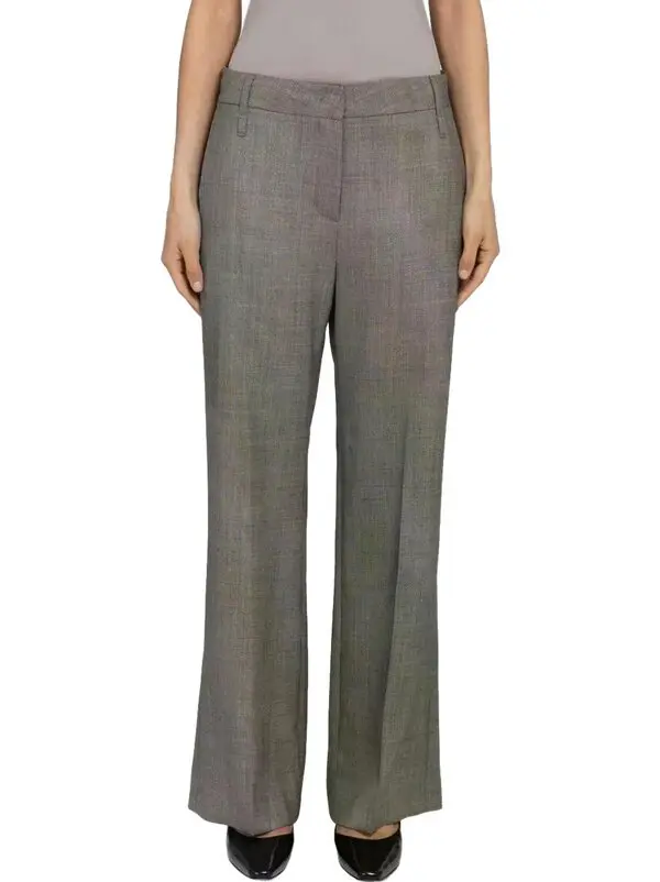 AMOMENTO Wool Flared Trousers - Grey