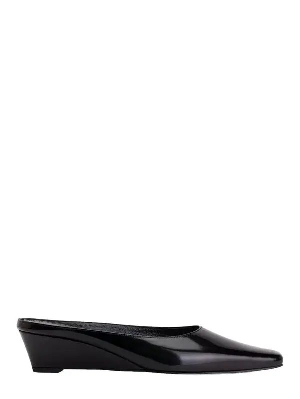 AMOMENTO Pointed-toe Wedge Mules - Black