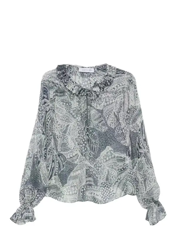 Raquel Diniz Printed Ruffled Blouse - Blue