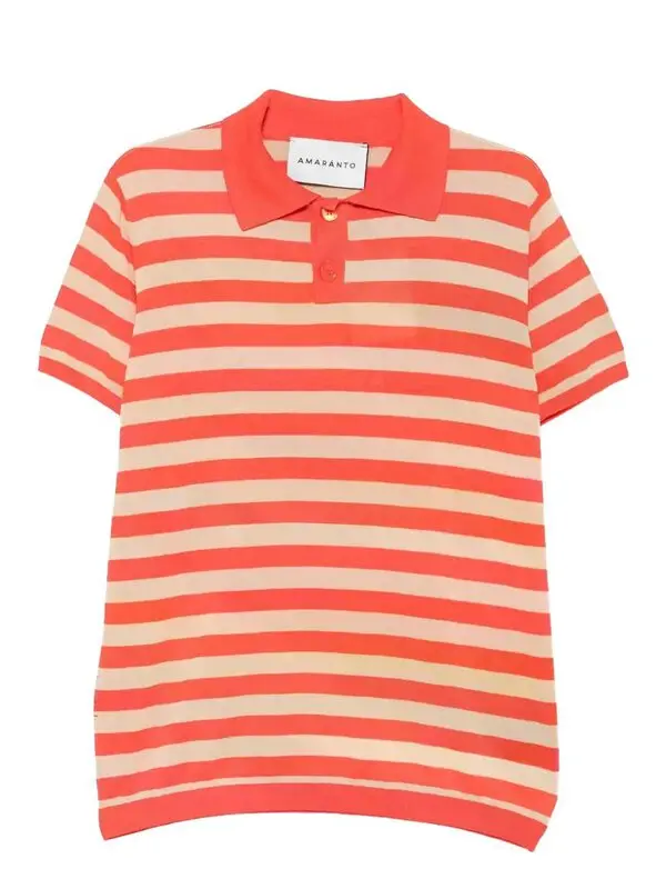 AMARANTO Horizontal-stripe Polo Shirt - Orange