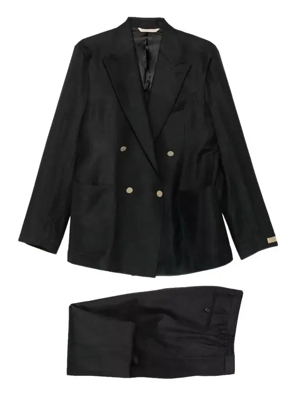 BRIGLIA 1949 Bolgheri Portobellos Double-breasted Suit - Black