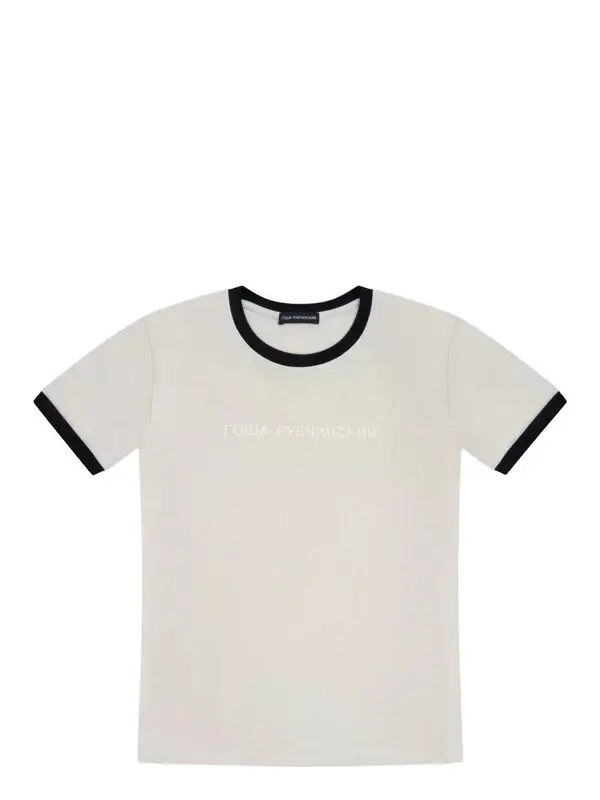 Gosha Rubchinskiy Logo-print Contrast-trim T-shirt - Neutrals