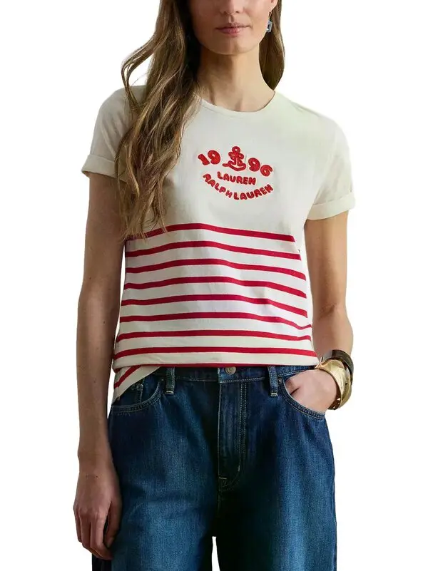 Ralph Lauren Logo-embroidered Striped T-shirt - Neutrals