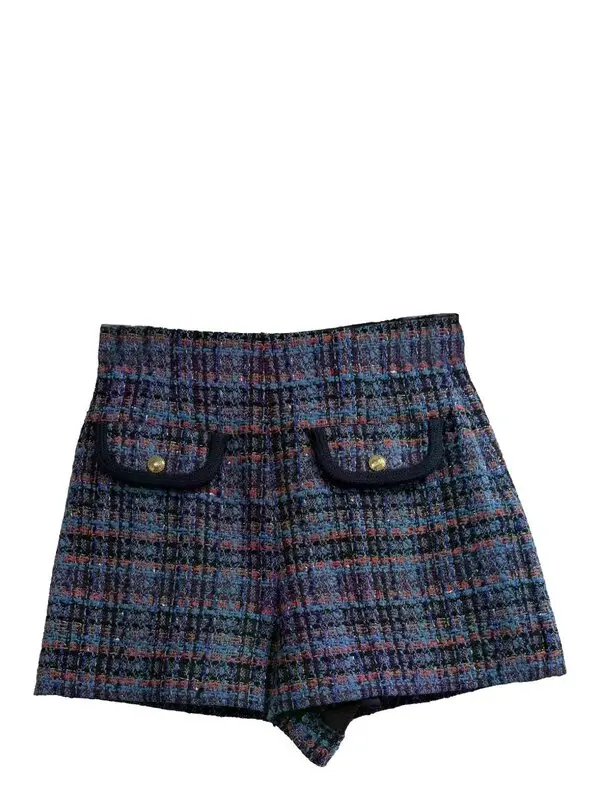 Sandro Tweed High-waisted Shorts - Blue