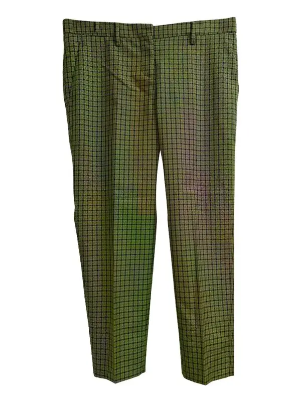 Miu Miu Check Straight-leg Trousers - Green