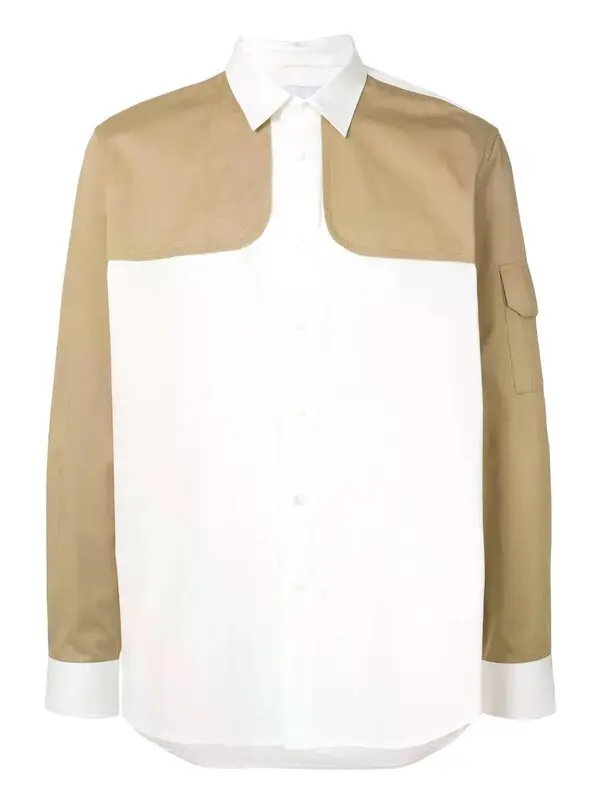 PORTS V Colour-block Utility Patch Shirt - Brown