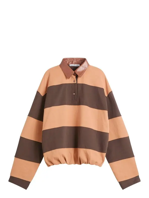 Acne Studios Folio Stripe Rugby Shirt - Dark Brown/cognac Brown