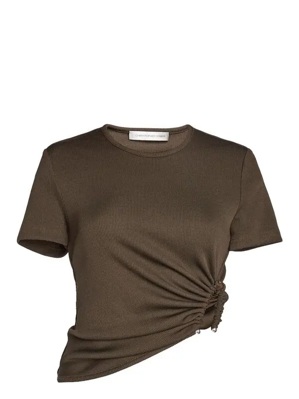 Christopher Esber Droplet Crystal Ruched Tee - Grey