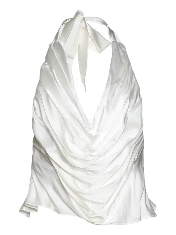 DI PETSA Lunar Draped Silk Halterneck Top - White