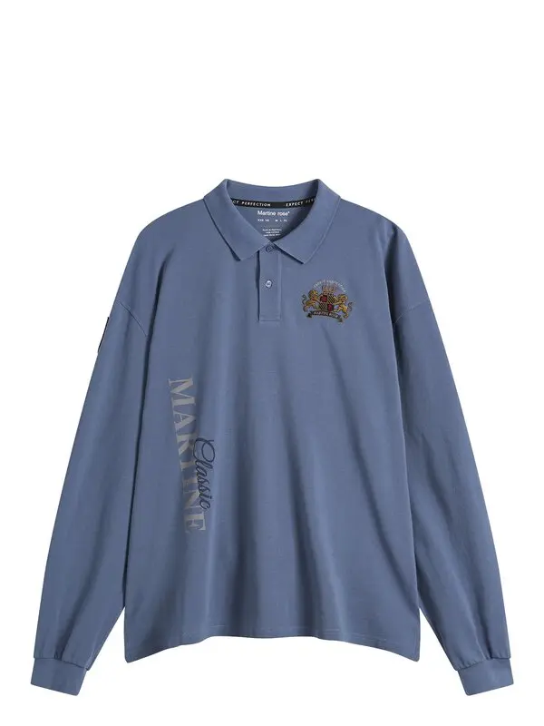 Martine Rose Long Sleeve Polo - Blue Navy Washed